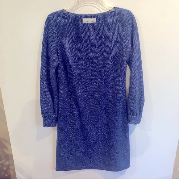 Elizabeth McKay | Dresses | Elizabeth Mckay Blue Black Chevron Dress 6 ...